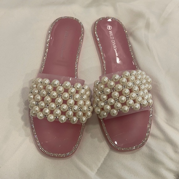 Wild Diva | Shoes | Pearl Embellished Slides | Poshmark